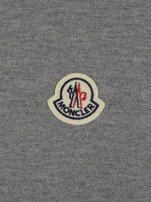 Moncler Logo Cotton Piquet Polo Shirt - Dark Gray