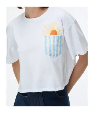 IBLUES Cropped T-shirt With Embroidered Sun Detail