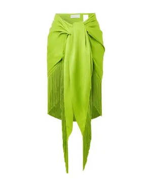 Michael Kors Asymmetrical Fringed Skirt With Lace Detail - Green