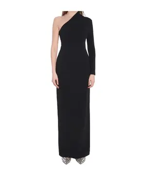 Solace Joana Maxi Dress With One-shoulder Asymmetric Sleeves - Black