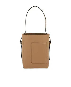 VALEXTRA Medium Soft Bucket Leather Bag - Beige
