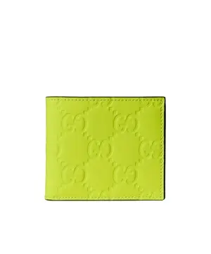 Gucci Gg Rubber Effect Double Fold Wallet - Fluorescent Yellow