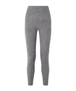 THE ELDER STATESMAN Ribbed Cashmere Leggings - Grey