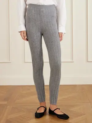 THE ELDER STATESMAN Ribbed Cashmere Leggings