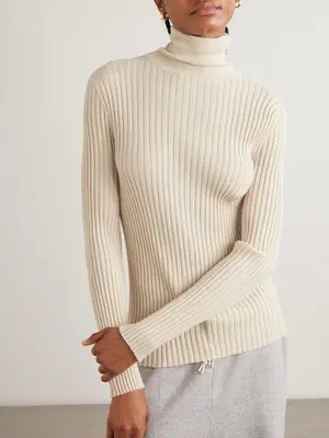 THE ELDER STATESMAN Ribbed Cashmere Turtleneck Sweater