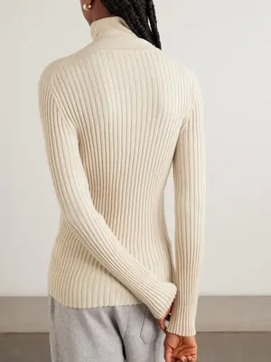 THE ELDER STATESMAN Ribbed Cashmere Turtleneck Sweater
