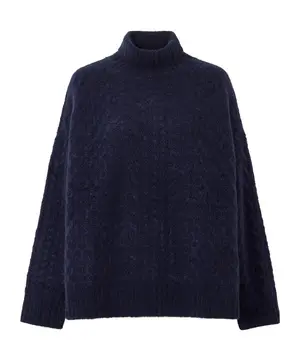 THE ELDER STATESMAN Cable Knit Turtleneck Sweater