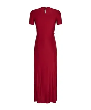 Rabanne Gathered Jersey Crewneck Maxi Dress