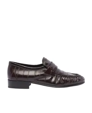 THE ROW Ruched Almond Toe Loafers - Brown