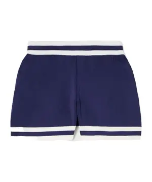 Rabanne Logo Inlaid Striped Ribbed Knit Shorts - Blue