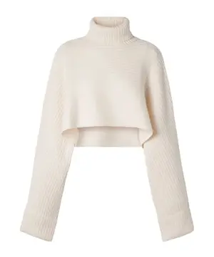 Le Kasha Cropped Ribbed Turtleneck Sweater - White