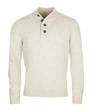 Barbour High-neck Half Buttoned Knit Jumper - Beige