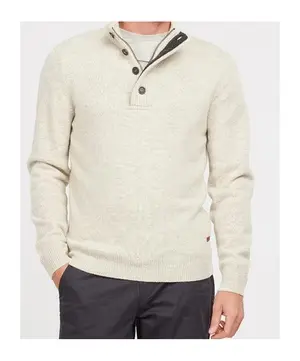 Barbour High-neck Half-button Knit Jumper With Ribbed Details