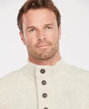 Barbour High-neck Half-button Knit Jumper With Ribbed Details