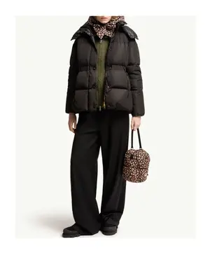 Moncler Agneux Hooded Short Down Jacket - Black