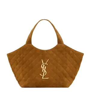 Saint Laurent Icare Medium Quilted Suede - Caramel Cognac