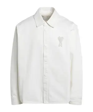 AMI Paris Logo-patch Overshirt - White