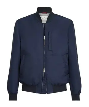 Brunello Cucinelli Bomber Jacket With Zip-up Closure And Ribbed Accents