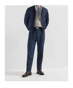 Brunello Cucinelli Bomber Jacket With Zip-up Closure And Ribbed Accents