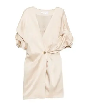 Raquel Diniz V-neck Draped Satin Dress - No