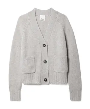ALLUDE Long-sleeved Knitted Cardigan - Light Gray