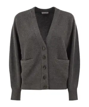 Brunello Cucinelli V-neck Long-sleeved Knit Top - Black