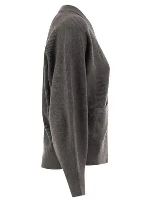 Brunello Cucinelli V-neck Long-sleeved Knit Top