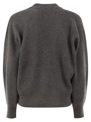 Brunello Cucinelli V-neck Long-sleeved Knit Top