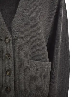 Brunello Cucinelli V-neck Long-sleeved Knit Top