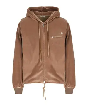Celine Long-sleeved Hooded Casual Jacket With Zippered Pocket - Brown