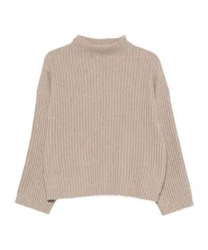 BRUNELLO CUCINELLI Brunello Cucinelli High-Neck Long-Sleeve Knitwear With Ribbed Details