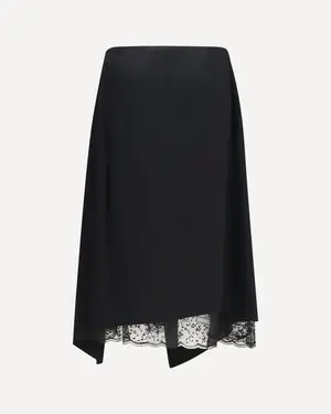 Acne Studios Satin Ruffle Skirt With Lace Trim - Black