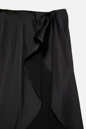 Acne Studios Satin Ruffle Skirt With Lace Trim - Black
