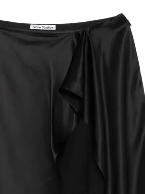 Acne Studios Satin Ruffle Skirt With Lace Trim - Black