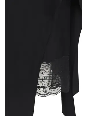 Acne Studios Satin Ruffle Skirt With Lace Trim - Black