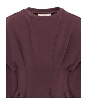 DOUUOD Pleated Drop-shoulder Jersey Dress