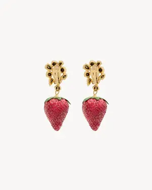 Saint Laurent Embellished Strawberry Clip-on Earrings