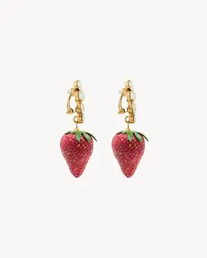 Saint Laurent Embellished Strawberry Clip-on Earrings