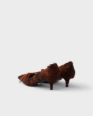 Prada Feather-embellished Satin Pumps