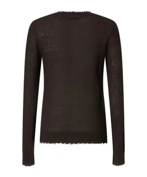 Pinko Distressed Semi-sheer Long Sleeve Top