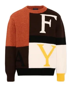 FAY Color Block Jacquard Logo Crewneck Sweater - Multi-color