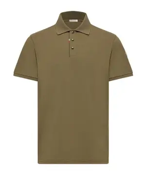 Moncler Logo Patch Short Sleeved Polo Shirt - Olive Green