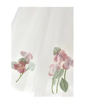 Monnalisa Floral Appliqué Tulle Dress
