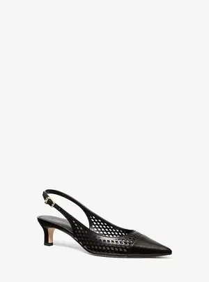 Michael Kors Amara Laser-cut Leather Slingback Pump