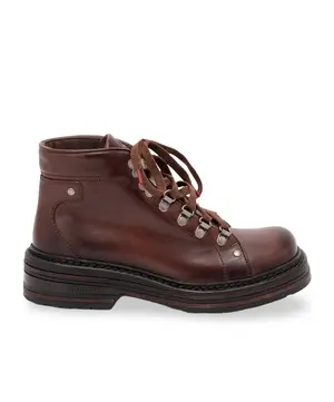 Miu Miu Leather Lace-up Ankle Boots - Black