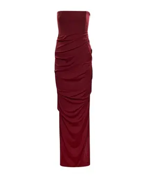Alex Perry Strapless Draped Maxi Dress - Red