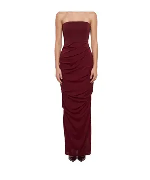 Alex Perry Strapless Draped Maxi Dress - Red