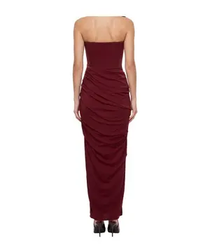 Alex Perry Strapless Draped Maxi Dress - Red