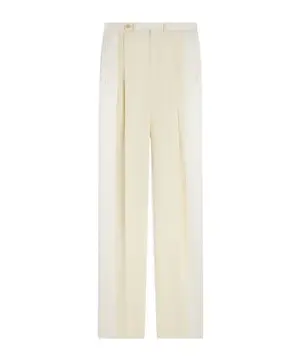 Celine Hepburn Tux Trousers In Diagonal Wool - Off White