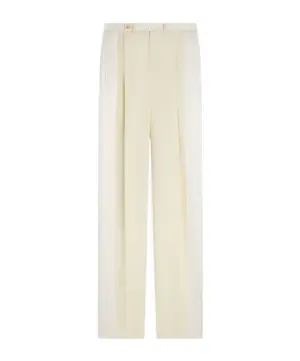 Celine Hepburn Tux Trousers In Diagonal Wool - Off White